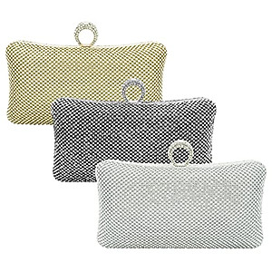 Ro Rox Sophie Vintage Style Sparkly Glitter Diamonte Evening Prom Clutch Handbag - Silver