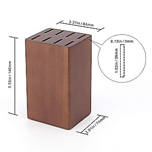 5.5“ Steak Knife Block Holder without Knives with 8 Slots - Eco-friendly Wooden Steak Knife Storage Block only - Space Saver-Compact Design Steak Knives Organizer -by KITCHENDAO