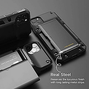 VRS DESIGN Damda Glide Pro Compatible for iPhone 11 Pro Max Case, with [4 Cards] Premium Sturdy [Semi Auto] Credit Card Holder Slot Wallet for iPhone 11 Pro Max 6.5 inch(2019) Black