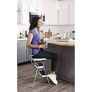 COSCO 11140TEA1E Stylaire Chair and Step Stool, 17.72"D x 17.52"W x 33.86"H, Teal