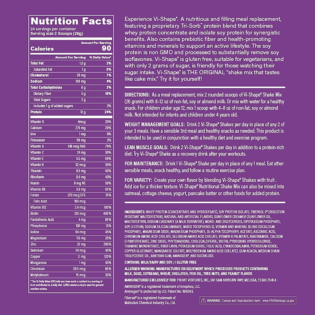 Vi Shape Original Nutritional Shake Mix Sweet Cream Flavor | 22oz (1 Bag, 24 Servings)