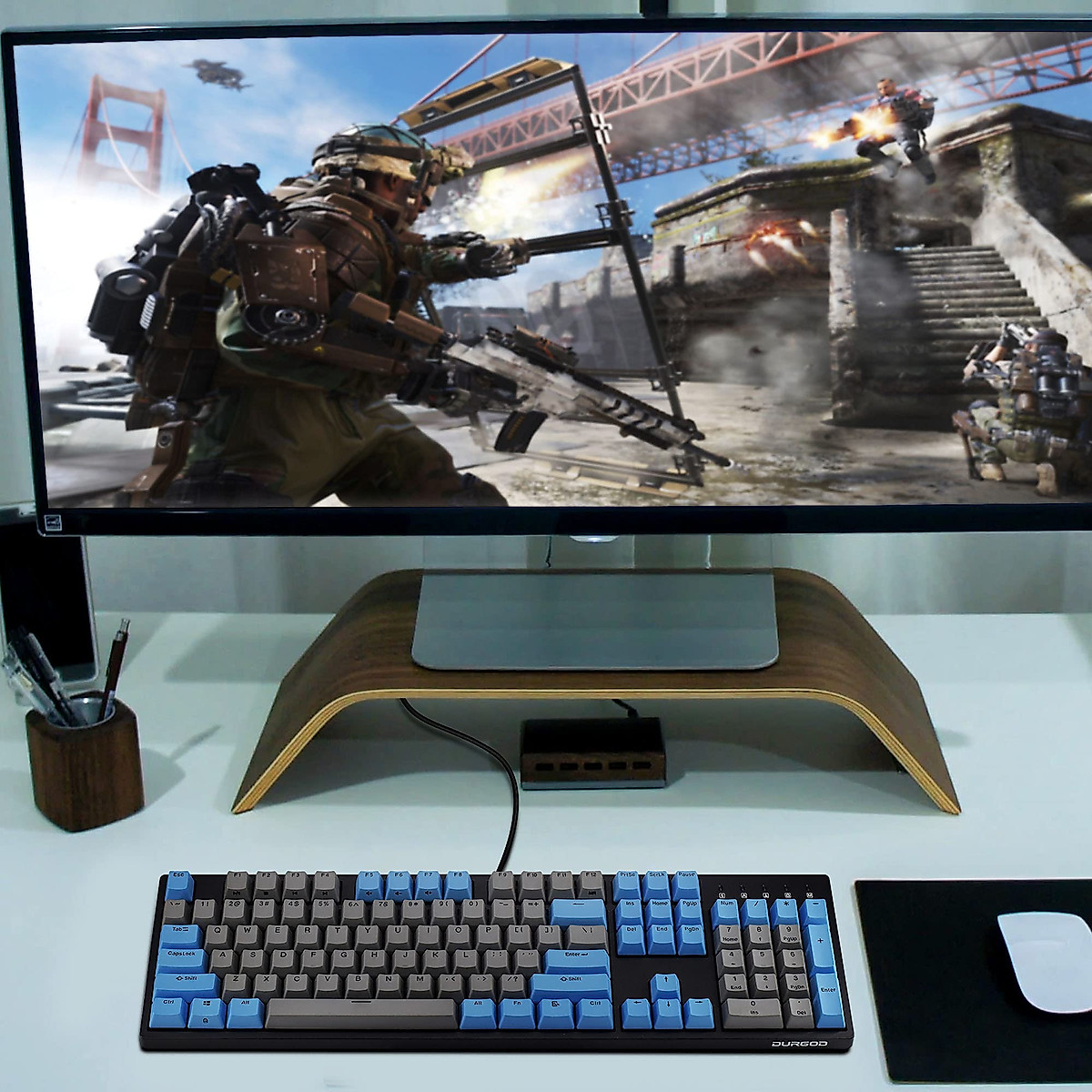 DURGOD Taurus K310 Big Mechanical Gaming Keyboard - 104 Keys - Double Shot PBT - NKRO - USB Type C (Cherry Brown,Black,ANSI/US)