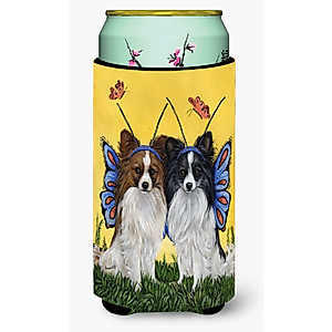 Caroline's Treasures PPP3143TBC Papillon Butterflies Tall Boy Hugger Can Cooler Sleeve Hugger Machine Washable Drink Sleeve Hugger Collapsible Insulator Beverage Insulated Holder