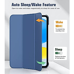 TiMOVO Case for iPad 10th Generation Case 2022, Slim Stand Cover for iPad 10th Gen 10.9 inch, Support Touch ID, Auto Wake/Sleep Smart Shell with Translucent Back, fit iPad 10 Case, Abyss Blue