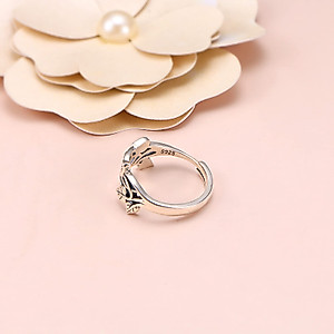 Yearace 925 Sterling Silver Filigree Ivy Wild Band Ring Adjustable Dainty Elvish Ring, Fairy Elf Jewelry for Women Bride Wedding Promise Ring, US Size 9