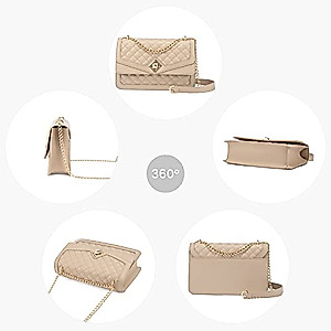 LOVEVOOK Shoulder Bag for Women Quilted Crossbody Purse,Leather Chain Bag for Gift Classic Satchel Handbag Nude