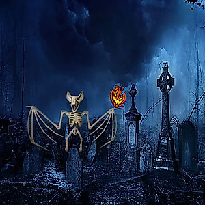 Halloween Animal Skeleton,Horrible Bat Skeleton Simulation Bat Model Vivid Bat Bone Movable Jaws for Halloween Decoration (2 Pack)