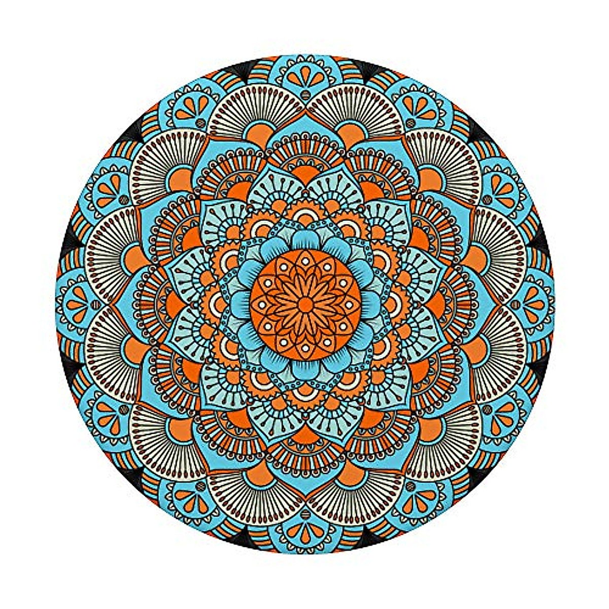 Boho Mandala Flower Pattern - Orange And Blue PopSockets Swappable PopGrip
