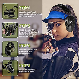ZOHAN EP03 Gel Ear Pads for Walker’s Razor Earmuffs, Soft and Comfortable Replacement Gel Ear Cups with Sealed Bottom Shell