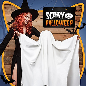 HunnmingRe 5 Yard x 55 Inch Halloween Fabric Ghost Costume Fabric White Quilting Cotton Fabric for Halloween DIY Witch Party Hooded Vampires Cape Cloak Ghost Dog Costume Trick or Treat Sewing Crafts