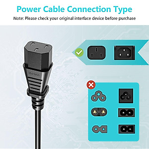 18 AWG Power Cable NEMA 5-15P to IEC320C13 for Computer Monitor TV Replacement 3 Prong Power Cord (5FT)