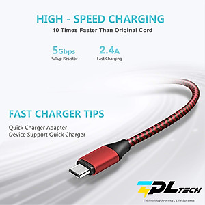 TPLTECH PS4 Controller Charging Cable, ［2PACK-15Ft］Micro USB 2.0 Nylon Braided Fast Charger & Cord, High Speed Data Sync Charge Cable for PlayStation 4, Xbox One S/X Controller, Android Phone, Silver