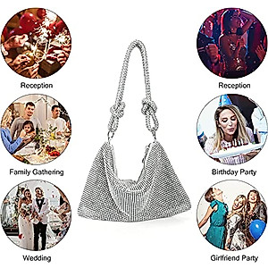 TIAMID Handbag luxury Rhinestone Hobo Bag for Women Evening Purse Silver Diamond Purses Prom bags out of Club (Silver)