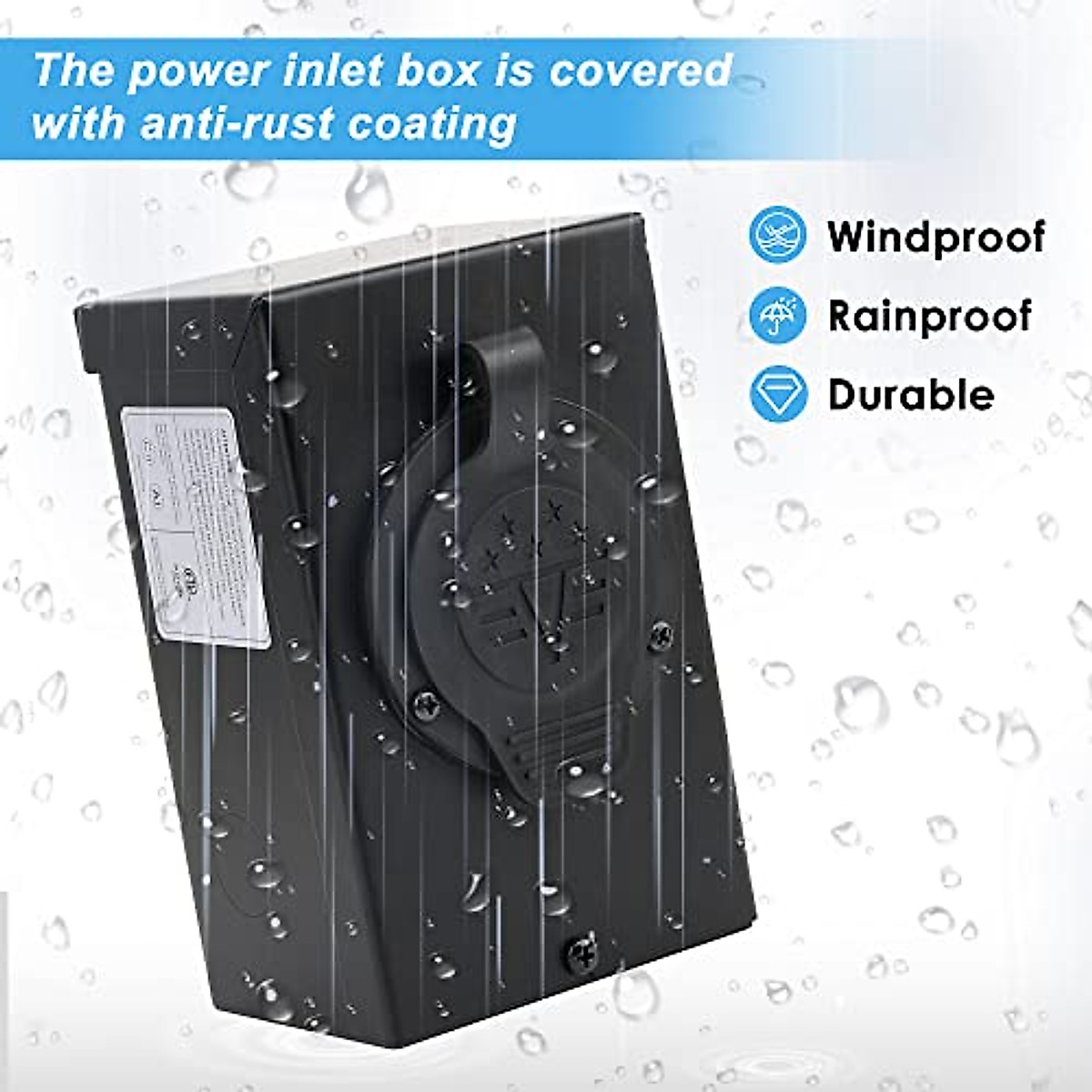 Luckyweld 30Amp Generator Inlet Box, NEMA L14-30P, 4Prone,125/250 Volt, 7500 Watts Generator Power Inlet Box, Weatherproof, Transfer Switch, Outdoor Use