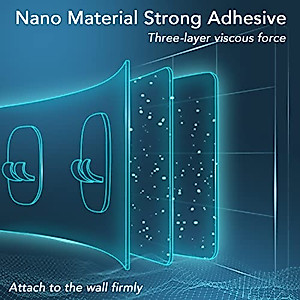 ROSEYAT 2-Pack Shower Caddy Adhesive Strong Sticky Waterproof Heavy-Duty Wall Stick Adhesives Hook Strip Nail Free Transparent Adhesive Pad for Kitchen Racks, Bathroom Shelves, Storage Organizers