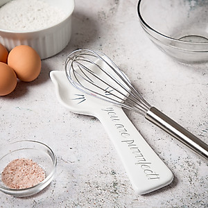 White Ceramic Cat Spoon Rest: Kitten Spoon Rest for Stove or Countertop - Cute Kitchen Accessory