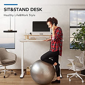 FLEXISPOT Pro 3 Stages Dual Motor Electric Standing Desk 48x30 Inches Whole-Piece Desk Board Height Adjustable Desk Electric Stand Up Desk Sit Stand Desk(White Frame + White Desktop)