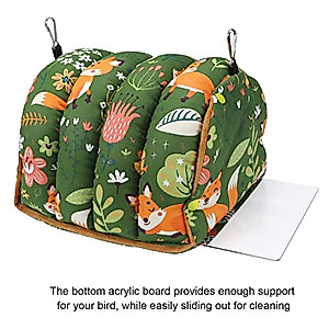 Wontee Bird Nest House Winter Warm Snuggle Hut Bird Bed Hanging Hammock for Parrots Budgies Parakeets Caique Senegal Cockatiels Conures (Large, Green)