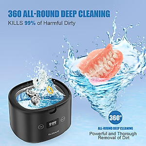 Ultrasonic Cleaner for Retainer, 30W Professional Ultrasonic Jewelry Cleaner, Digital Display Timer for Dentures, Night Dental Mouth Guard, Aligner,Denture Cleaner Machine with Brush Kit and Basket