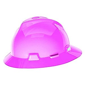 MSA Safety 10156373 V-Gard Slotted Full-Brim Hat, Hot Pink, w/Fas-Trac III Suspension (Pack of 20)
