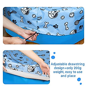 Docuwee Foldable Round Dog Kids Swimming Pool Cover, for 48" Collapsible Outdoor Pool, PVC Coating Waterproof and UV Protection, Leakproof Washable Kiddie Dog Small Pool Cover