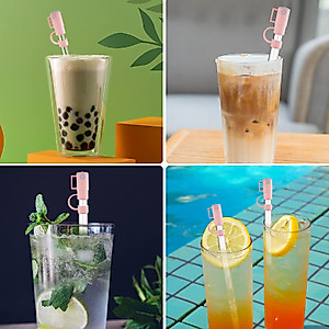 6Pcs Tumbler Shape Straw Tips Cover Cap Food-Grade Silicone Tips Reusable Drinking Straw Plugs Dust-Proof Lids Soft Cute Straw Protectors for 8-10 mm Stanley Cups Straws