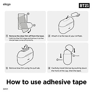 elago l BT21 Case Compatible with AirPods Pro 2nd Generation, Protective Case Cover, Transparent Shockproof, Gel Tape Included, Wireless Charging, Reduce Yellowing [Official Merchandise] [7 Flavors]