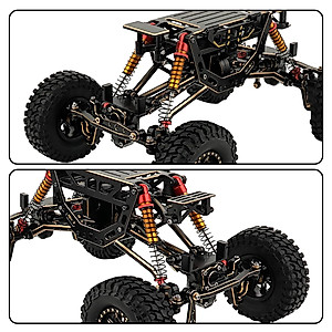 RZXYLRC Brass Assembled Car Chasiss Frame Kit with Axles Wheels Bumper (optional) for Axial 1/24 AX24 4WS XC Crawler Truck Model RC Car Upgrade Parts (with Wheels)