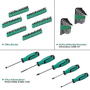 Towallmark 213 Piece Mechanic Tool Set and Socket Wrench Set, SAE and Metric Household Hand Tool Kit, Cr-V Constructed, Home/Auto Repair Tool Sets with Storage Case