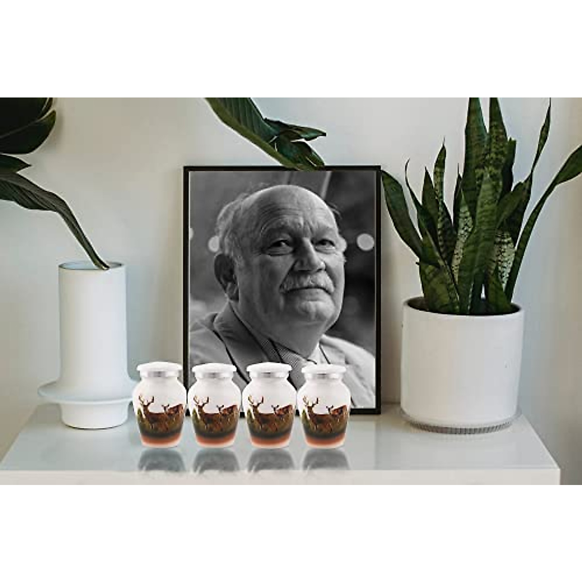 BOLD & DIVINE Keepsake Cremation Urns for Human Ashes - Decorative Urns, Urns for Human Ashes Female & Male, Urns for Ashes Adult Female, Funeral Urns | Mini Urn Set of 4 Deers