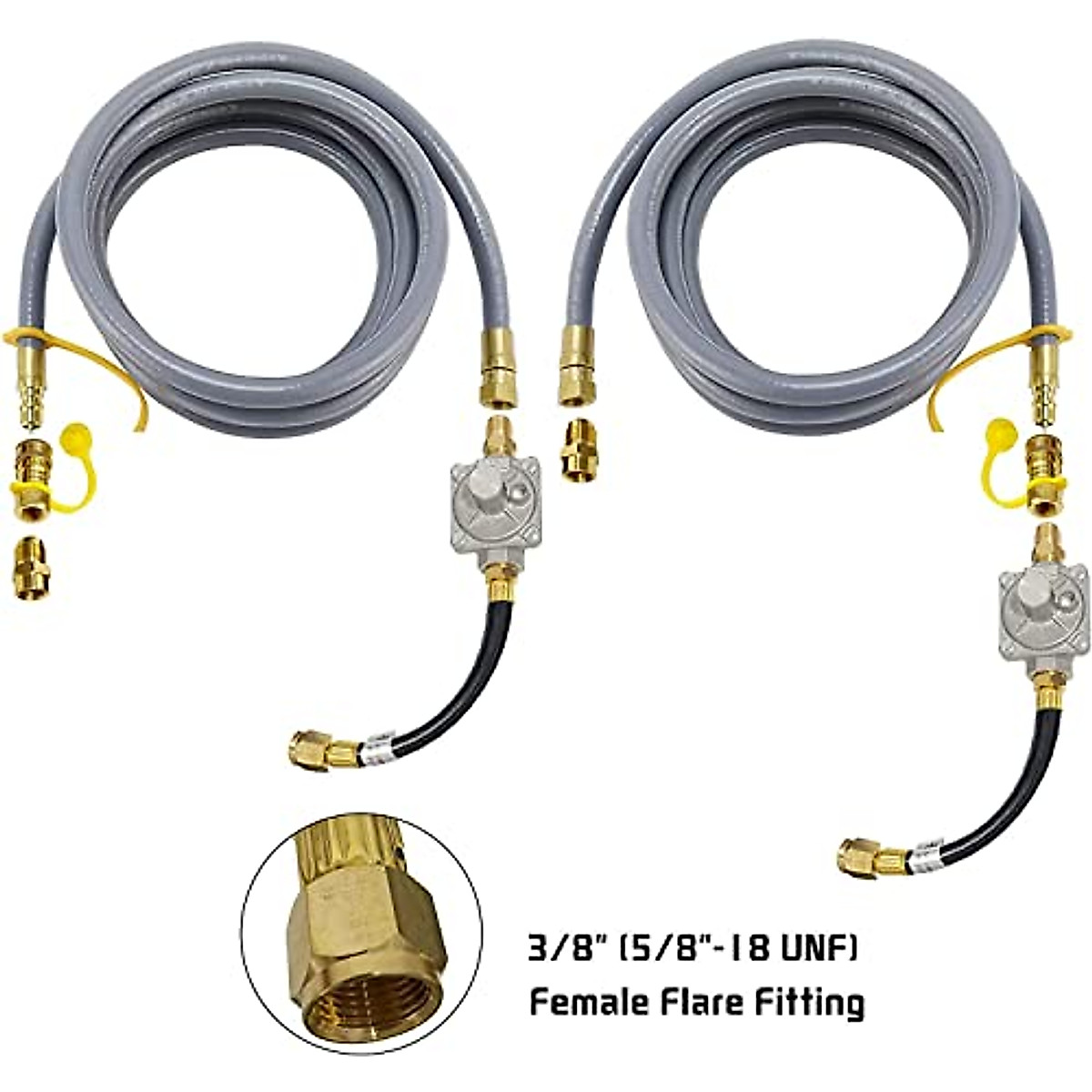 MENSI Replacement of 3030 CNG 4.0" & LP 10" for Kitchen-Aid 710-0003 Gas Grill Natural Gas Conversion Kit Regulator with Hose 1/2" Male Flare Fitting