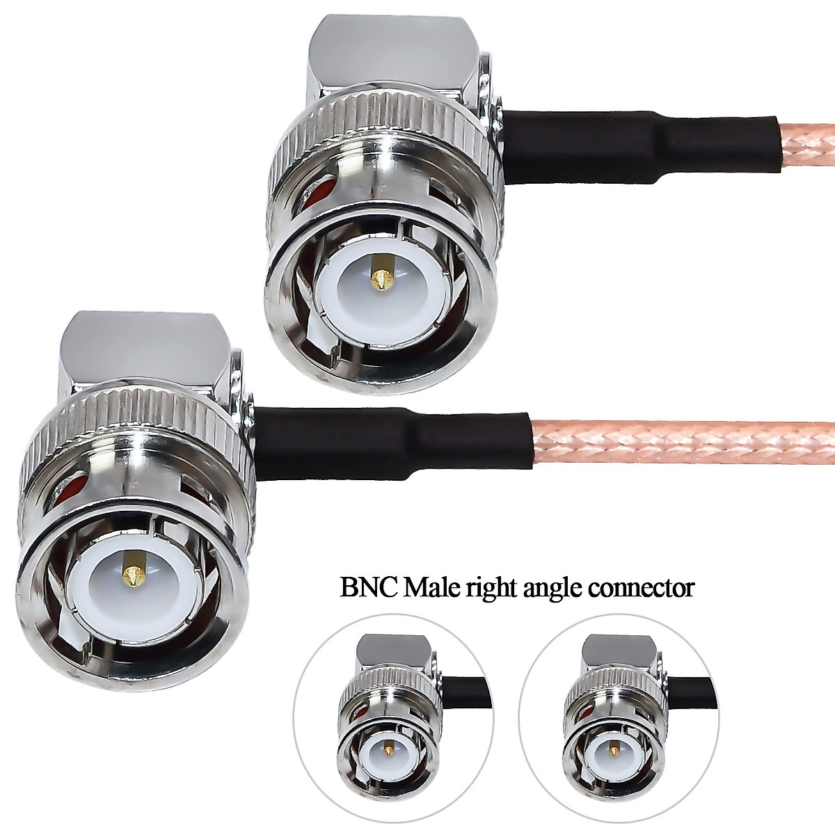 TUOLNK BNC Cable RG316 BNC Male Right Angle to BNC Male Right Angle Coaxial Cable for CCTV HD SDI Cable 3.28ft (1M) 50Ohm BNC Elbow 90 Degree Extension Cable 2 Pack