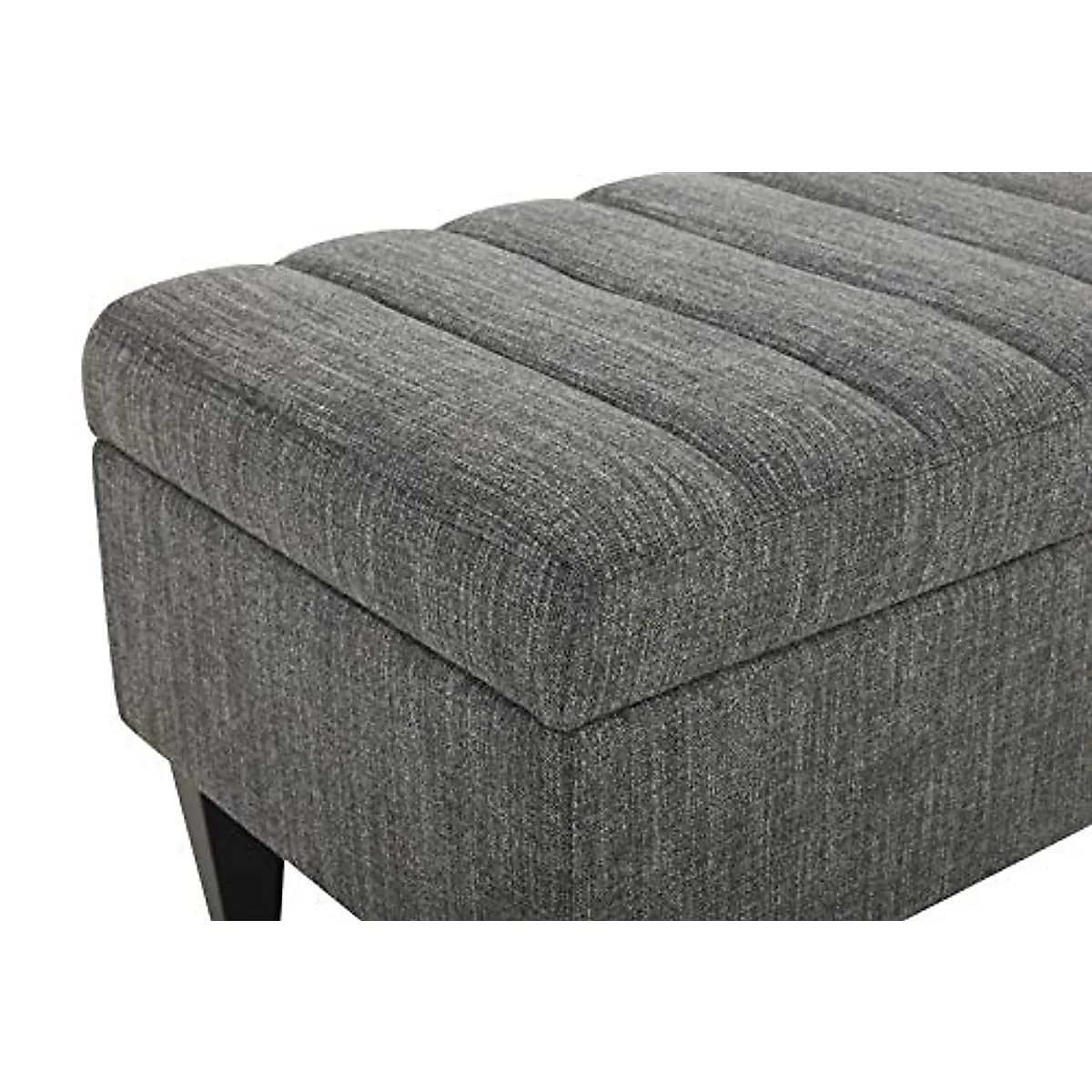 Amazon Brand – Rivet Maple Channel Tufted Upholstered Rectangular Storage Ottoman with a Soft-Close Hinge, 45.3"W, Dark Grey