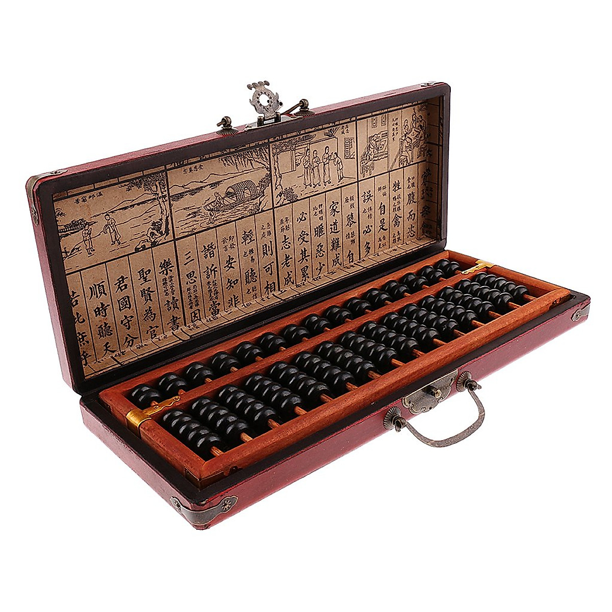 MonkeyJack 15 Column Vintage Chinese Wooden Bead Arithmetic Abacus with Box for Children Adults Gift
