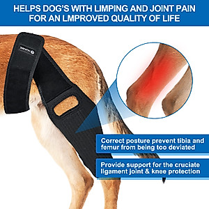 HUAME Dog Knee Brace, Dog Leg Braces for Back Leg for ACL, Knee Cap Dislocation, Arthritis, Reduces Pain and Inflammation with Side Stabilizers Dog Leg Brace (S, Black)