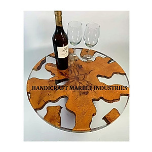 Epoxy Table, Live Edge Wooden Table, Epoxy Resin River Table, Natural Wood,Dining Table, Natural Epoxy Table, Resin Table 54" x 54" Inch