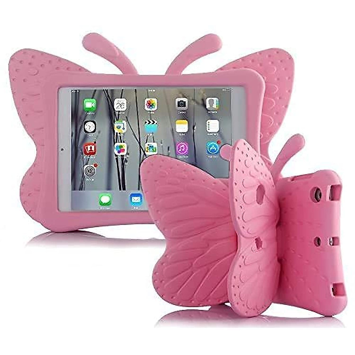 Feitenn iPad 8th Generation Case for Kids 10.2 inch 2020/2019, Shockproof Kickstand Butterfly Cover Non-Toxic EVA Foam Wings Kid-Proof Rugged Bumper Boy Girl Gift for iPad 7th 8th Gen 10.2'' - Pink