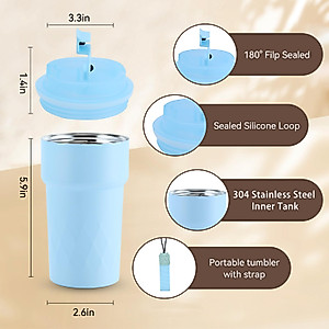 Travel Coffee Mug Spill Proof 16oz, Insulated Coffee Mug to Go, Thermo Hot Coffee Tumbler, Reusable Coffee Travel Mug with Seal Lid, Vacuum Stainless Steel Coffee Cups for Hot/Ice Coffee Tea (Purple)