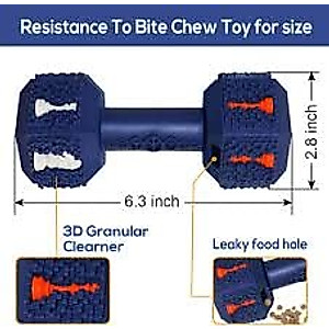 Aggressive Chewer Dog Dumbbell Toy- Interactive Dental Toy for Teething, Training, Cleaning Teeth and Boredom- Natural Rubber Dumbbell Dispensing Toy for Puppies, Medium to Small Dogs