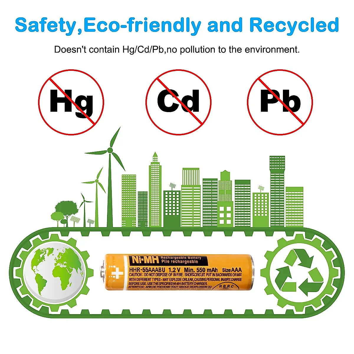 NI-MH AAA Rechargeable Battery 1.2V 550mah 4-Pack hhr-55aaabu AAA Batteries for Panasonic Cordless Phones, Remote Controls, Electronics