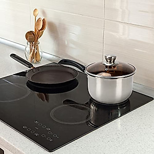 HOXHA Sauce Pot, 1.5 Quart Nonstick Saucepan, Stainless Steel Saucepan with Lid, Universal Milk Pot, Multipurpose Pot for Kitchen Home Restaurant Black