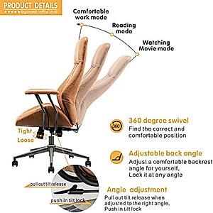 XIZZI Ergonomic Chair, Modern Computer Desk Chair,high Back Leathe Office Chair with Lumbar Support for Executive or Home Office (Brown 1)