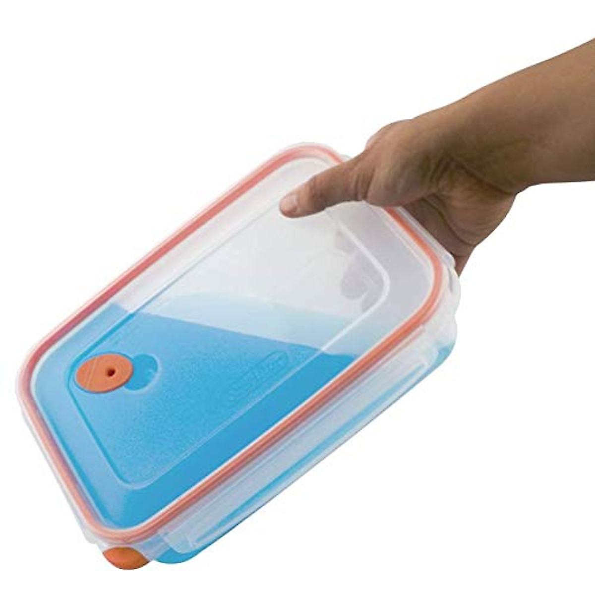 Sterilite 03211106 Ultra-Seal 5.8 Cup Microwave-Safe Food Storage Container with Steam Release Vent, Clear/Orange