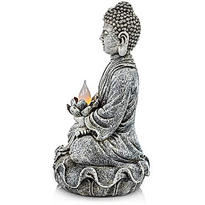 VP Home Zen and Tranquil Buddha Solar Powered Flickering LED Outdoor Decor Garden Light