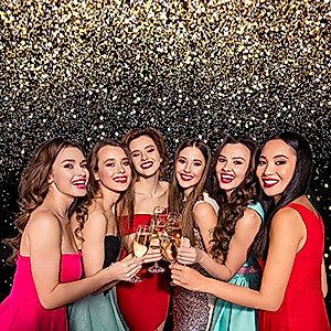 WOLADA 10x8FT Gold Backdrop Glitter Backdrop Gold Spots Bokeh Backdrop Black and Gold Backdrop Wedding Backdrop Gold Backdrop for Parties Vinyl Photography Backdrop 11176