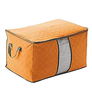 FRIDG frigidssm Home Stackable Clothes Quilts Pillows Luggage Packing Bedding Organizer Folding Storage Bag Box Orange