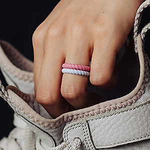 ThunderFit Womens Thin Swivel Silicone Wedding Bands, Stackable Rubber Engagement Rings 2.5mm Wide 2mm Thick - 1/4/8/10 Variety Multipack