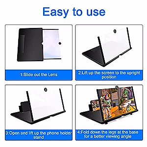 G · PEH 16'' Screen Magnifier for Cell Phone Smartphone Screen Magnifier Stand, Phone Magnifying Screen for Movies, Videos and Gaming, Compatible with All Smartphones (16'')