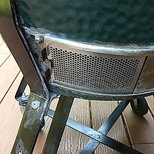 Green Egg Replacement Parts Stainless Draft Door Fits for Medium & Large Big Green Egg Grill Kamado Accessories with Punched MESH Panel Easily Adjusted Egg Bottom Vent Replacement