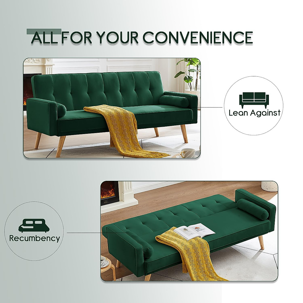 Anwickmak Blue Velvet Couch, Small Sleeper Sofa Love Seat Includes 2 Pillows, 58" Tufted Loveseat Sofa, 4 Golden Metal Legs, Mid Century Modern Sofas for Living Room and Bedroom (Beige)